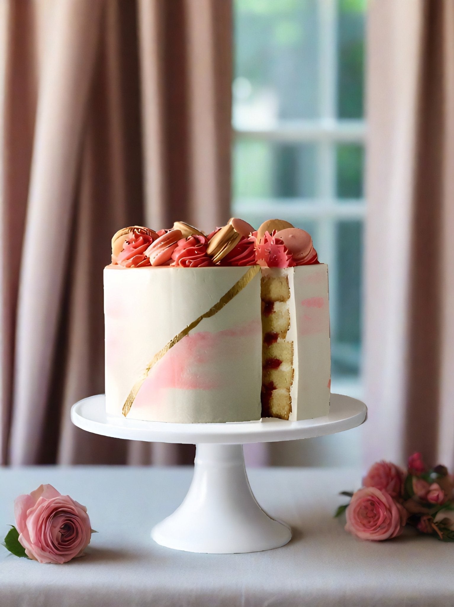 Pink and Gold Wedding Cake – Patisserie Valerie