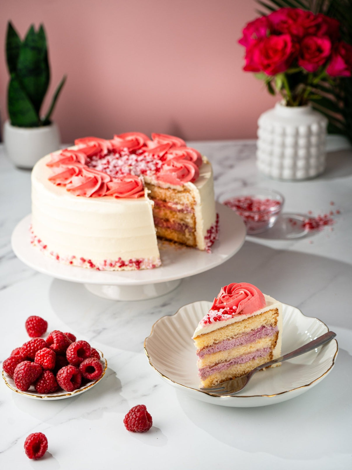 Raspberry Ripple Layer Cake | Next Day Delivery | Patisserie Valerie Cakes