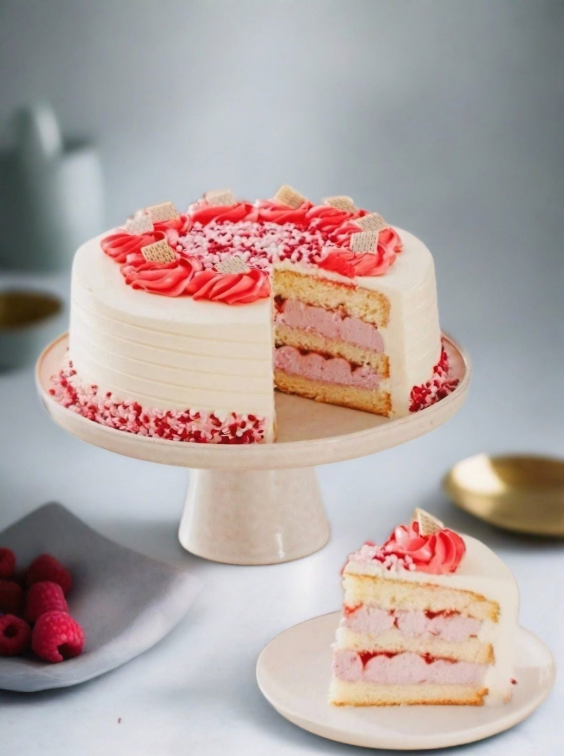 Raspberry Ripple Layer Cake | Next Day Delivery | Patisserie Valerie Cakes
